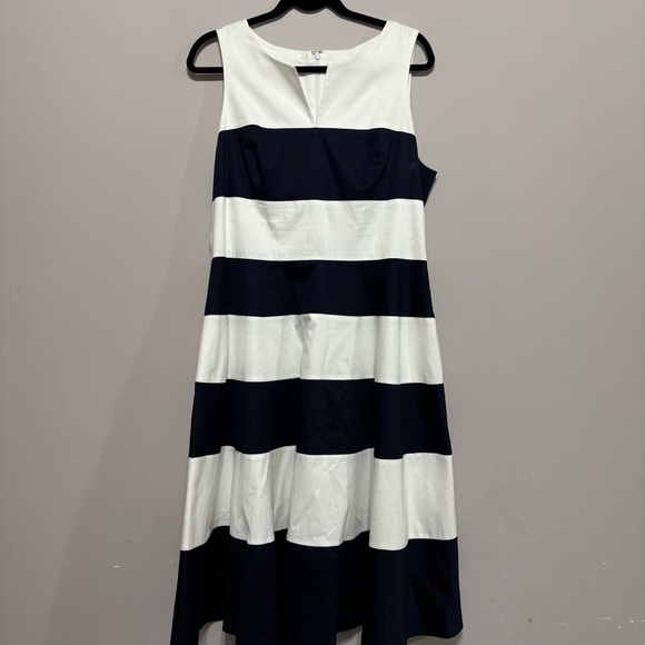 1901 | Dresses | 91 Black And White Striped Midi Dress | Poshmark